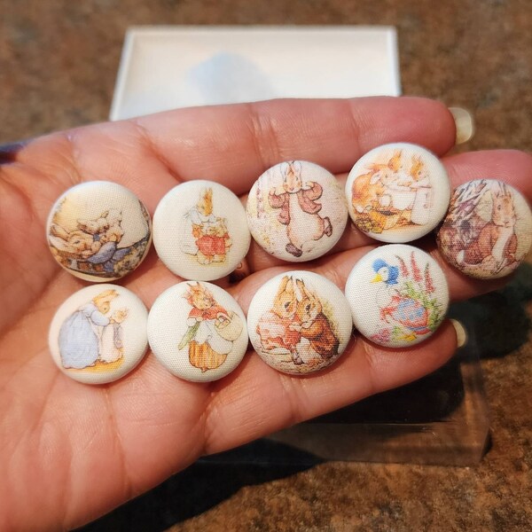 Fabric Buttons, Peter Rabbit Family Buttons, Beatrix Potter Shank ...