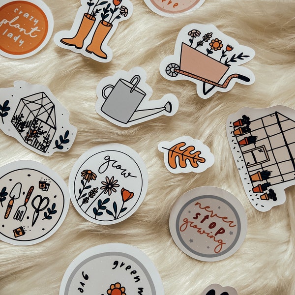 Printable Stickers Bundle, Floral Vinyl Sticker, Laptop Decal, Moon ...