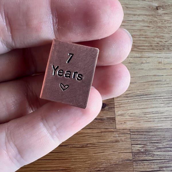 7 Years Hand Stamped Miniature Anniversary Card 7th Wedding Anniversary ...