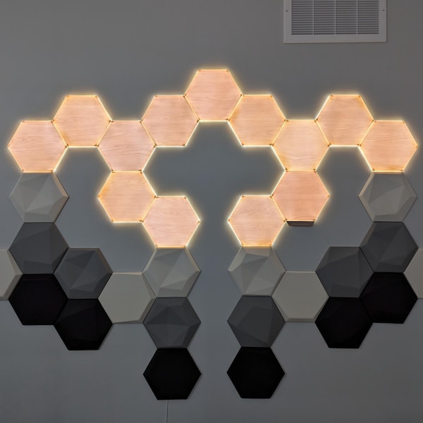 HEXA NANOLEAF COMPLEMENT Hexagonal Acoustic Foam Tile Mix With Nanoleaf ...