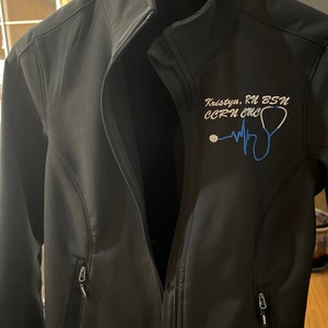 Personalized Ladies Medical EKG Stethoscope Full-zip Soft Shell Jacket ...