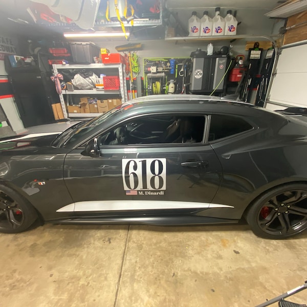 Race Car Number Plate - Permanent Vinyl or Reusable Magnet - Custom ...
