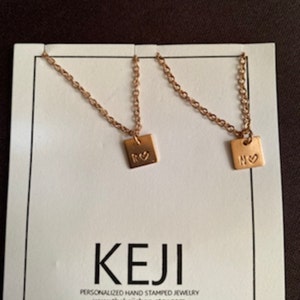 TWO Personalized Necklaces Silver Rose Gold Initial Charm Disc Custom ...