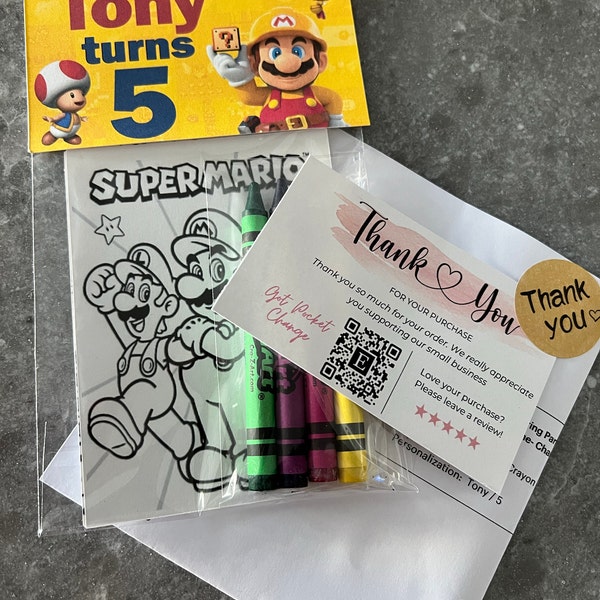 Super Mario Bros Coloring Party Favor Pouch & Crayons-birthday Theme ...