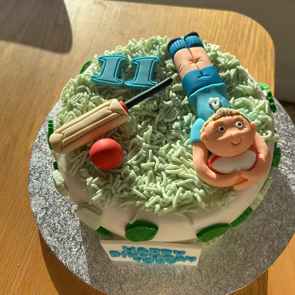 Cricket Cake Topper Edible Fondant Decoration Sports Bat Ball Wickets ...