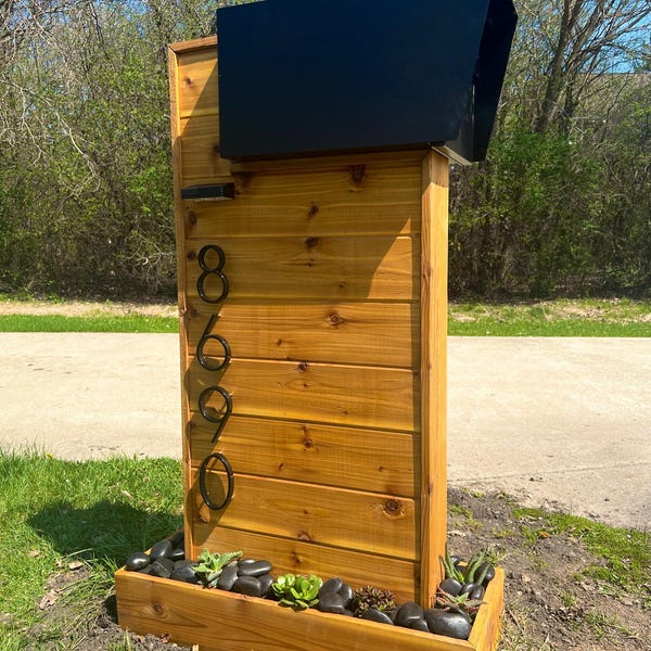 Mailbox With Post, Black Mailbox, Rustic Mailbox, Mailbox, Handmade ...