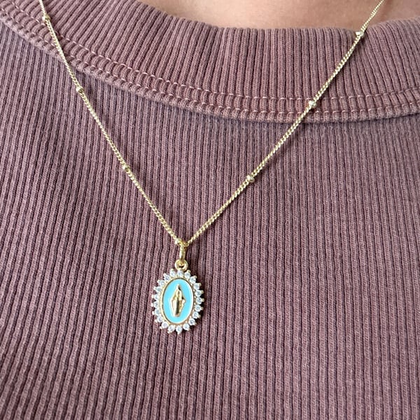 14K Gold Filled Miraculous Medal With Cross Necklace | Catholic Jewelry ...