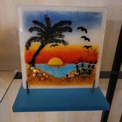 Aqua Wire Fused Glass Display Stand Small - Etsy