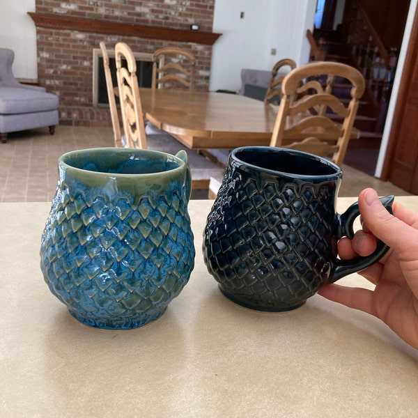 Ceramic Mug, Dragon Scale Mug, Handmade Pottery - Etsy
