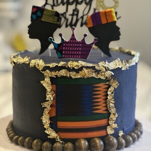 Variety Kente Cloth Silhouette Cupcake Toppers Turban Head Wrap - Etsy