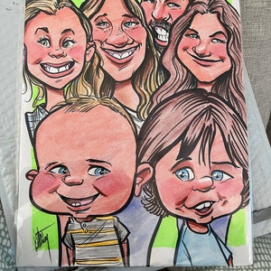 6 Faces Color Caricature Portrait - Etsy