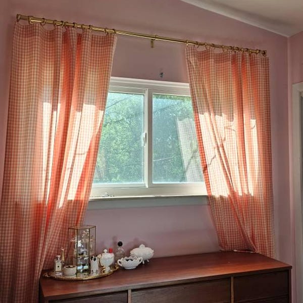 Elegant Damask Patterned Linen Curtains Ornate Baroque Floral Design ...