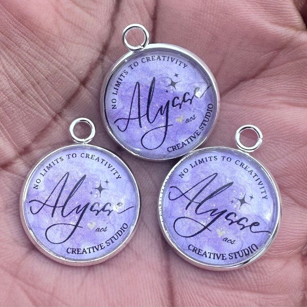 Custom Designed Glass Charms for Jewelry Making - 16, 20, 25mm, Silver ...