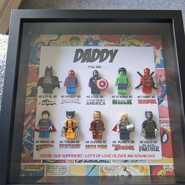 Personalised Super Hero Christmas Gift for Dad/ Box Frame / Daddy ...