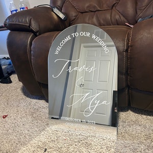 Arch Mirror Acrylic Wedding Welcome Sign Modern Welcome Sign Mirror ...