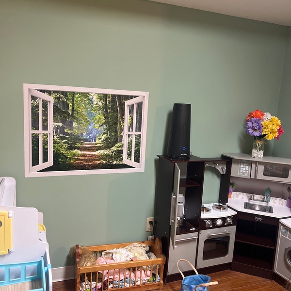 Forest Wall Decal, Walkway Forest 3d Window Wall Decal, Forest Trees ...
