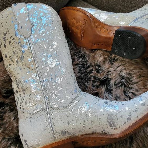 Cowhide Boots / Cowgirl Hair on Cowhide Leather Boots / Genuine Cowhide ...