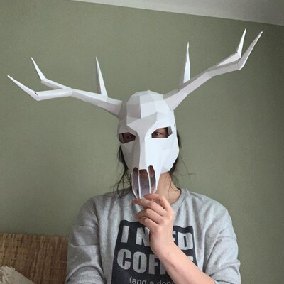 Fish Papercraft Mask Template, Low Poly Paper Mask, Unique Halloween ...