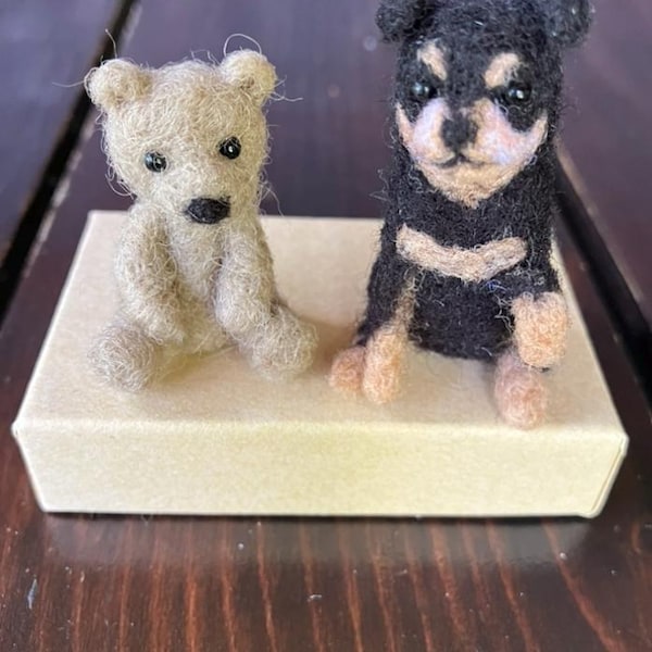 Miniature Teddy Bear Needle Felted White Wool Teddy Bear - Etsy
