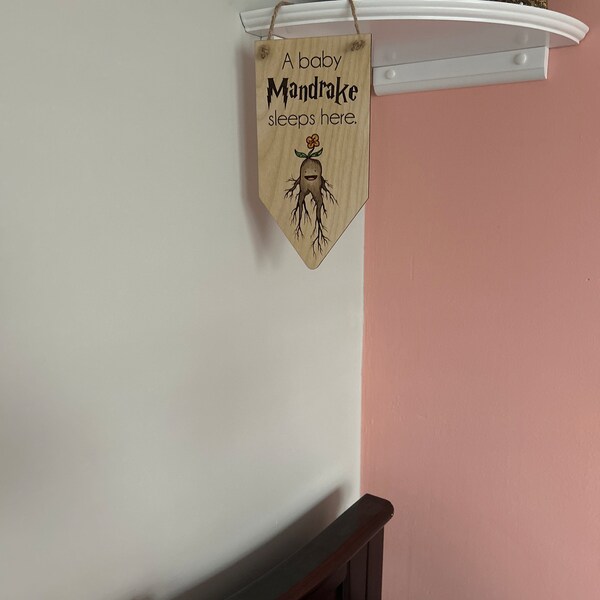 Hand Painted Baby Mandrake Sign Nursery Decor Tiny Crib Sign Wooden ...