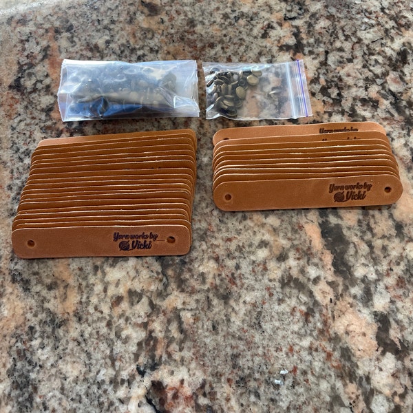 Personalized Leather Tags, Rivet Tags, Labels for Knitting, No Stitch ...