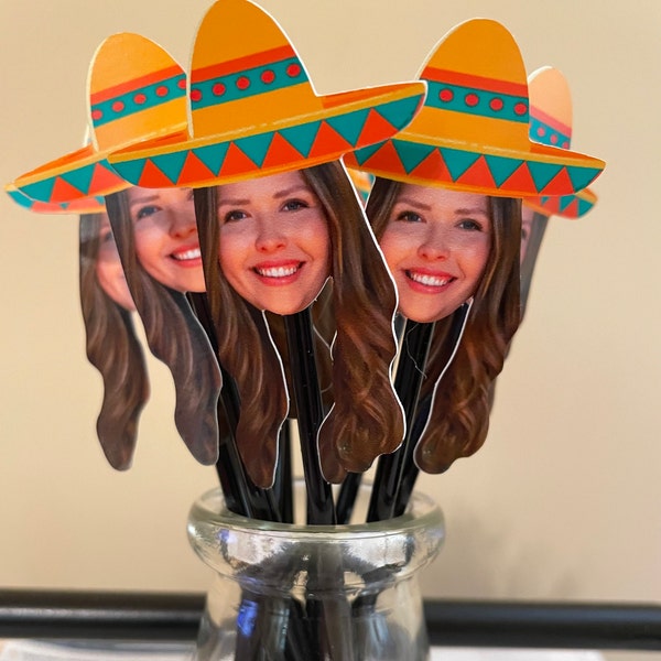Fiesta Drink Stirrers With Face and Sombrero, Stir Sticks Personalized ...