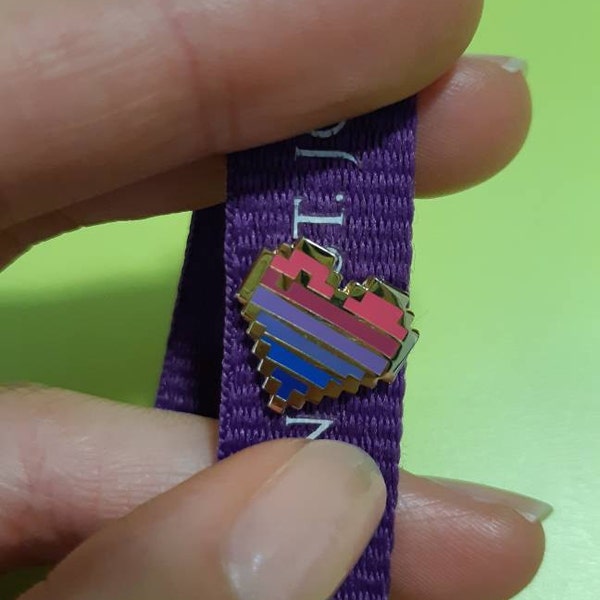 Bisexual Pixel Heart Pin — Subtle Bi Pride Flag Accessory Gift Queer ...