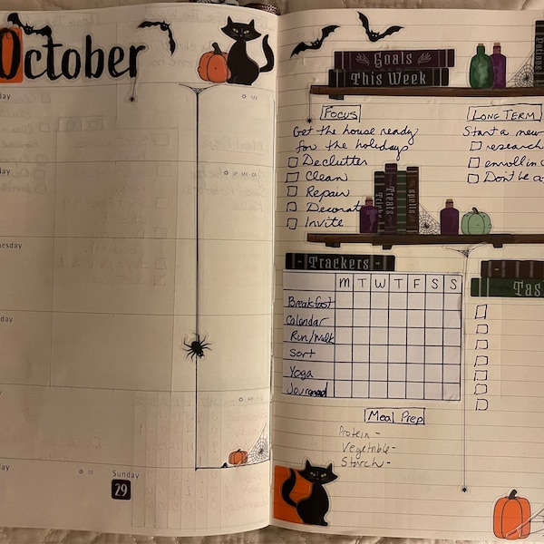 October Monthly Bullet Journal Sticker Kit - Halloween Themed Stickers ...
