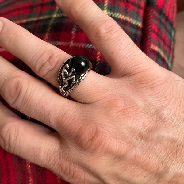 Rusted Square Signet Ring – Unique Sterling Silver Ring for Men ...