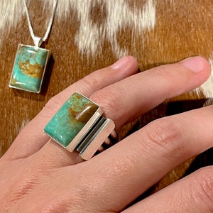 Beth Dutton Inspired Turquoise and Sterling Silver Large Statement Ring ...