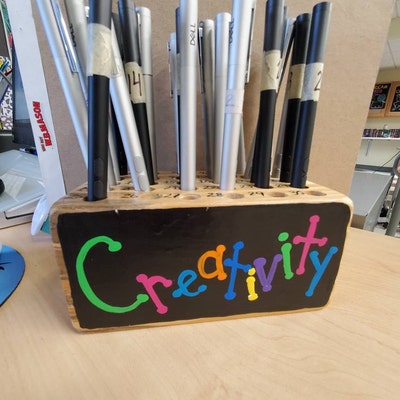 Teacher Gift, Pencil Holder, Numbered, Personalized Wood Block, School ...