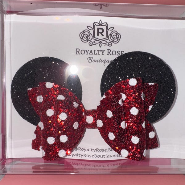 Blue Minnie Bow Ears Clip, Blue Mouse Ears, Minnie Party Bow, Blue ...