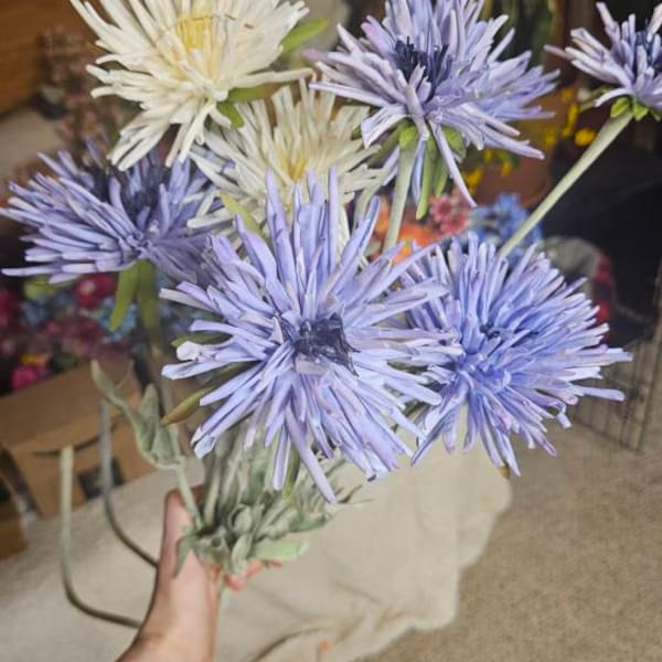 Artificial Mums, Blue Mums, Silk White Mums, Dahlia Pink, DIY Bouquets ...