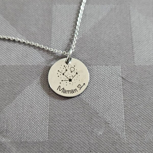 Personalized Zodiac Sign Necklace With Round Medals to Engrave - Women ...