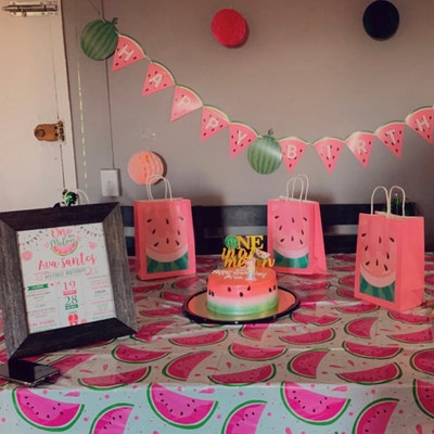 Editable Watermelon Milestone Birthday Poster Pink Watermelon First ...