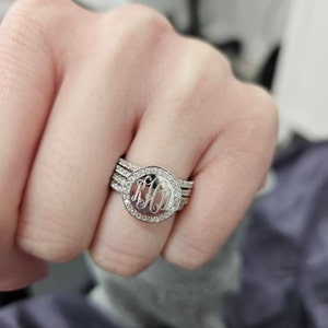Monogram Sterling Silver CZ Victoria Ring - Etsy