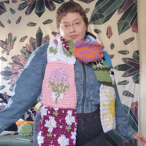 CROCHET PATTERN: Cottagecore Scarf Crochet Pattern 14 Patchwork Crochet ...