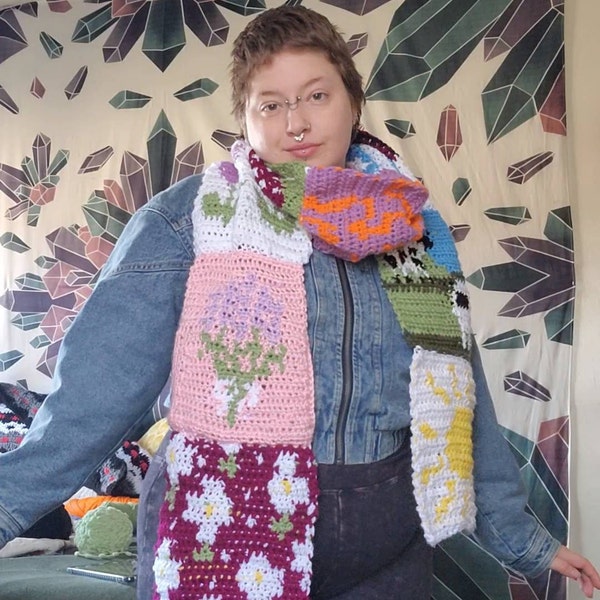 CROCHET PATTERN: Cottagecore Scarf Crochet Pattern - 14 Patchwork ...
