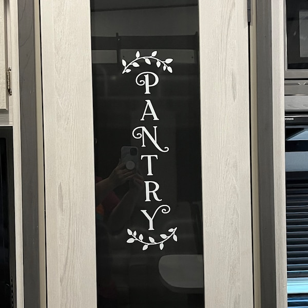 Vertical Pantry Curved Leaves Decal - Kitchen Pantry Sticker - Food ...