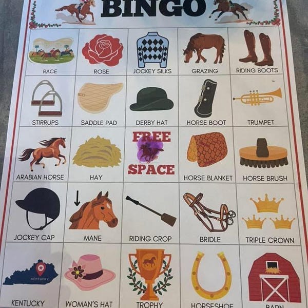 Kentucky Derby Bingo, 50 Kentucky Derby Bingo Cards, Kentucky Derby ...
