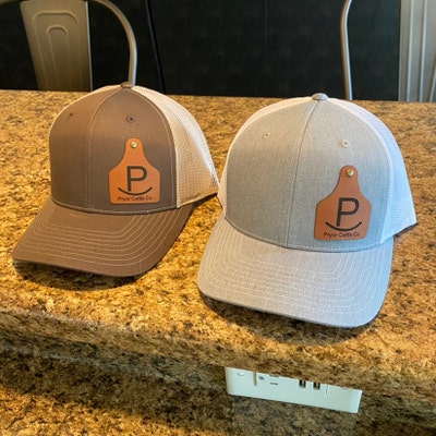 4 Custom Cattle Tag Hat, Hat , Cap, Leather Engraved, Leather Patch Hat ...