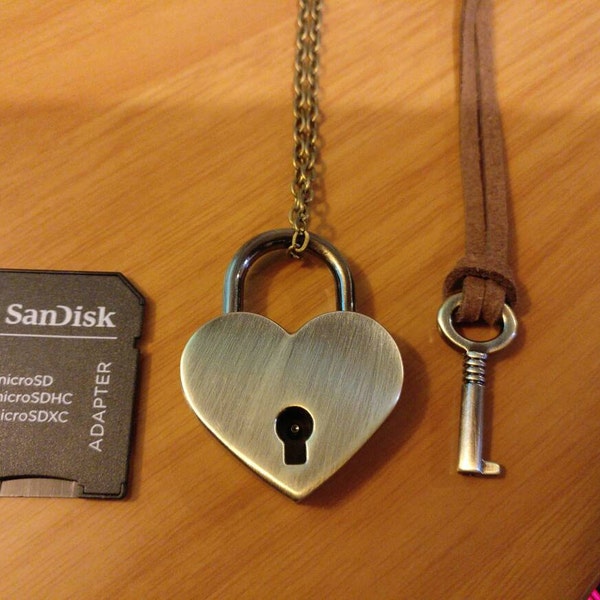 Bronze Heart Lock and Key Couples Necklace - Real Working Lock Pendant ...