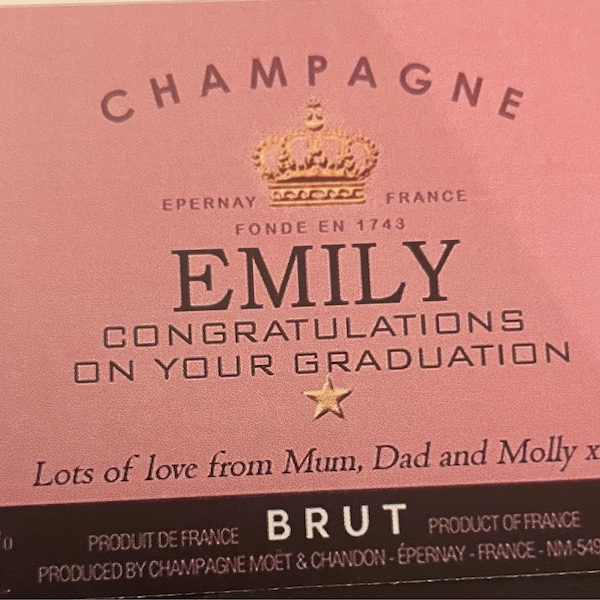 Personalised Moet and Chandon Imperial Rose Gold Bottle Label Happy ...