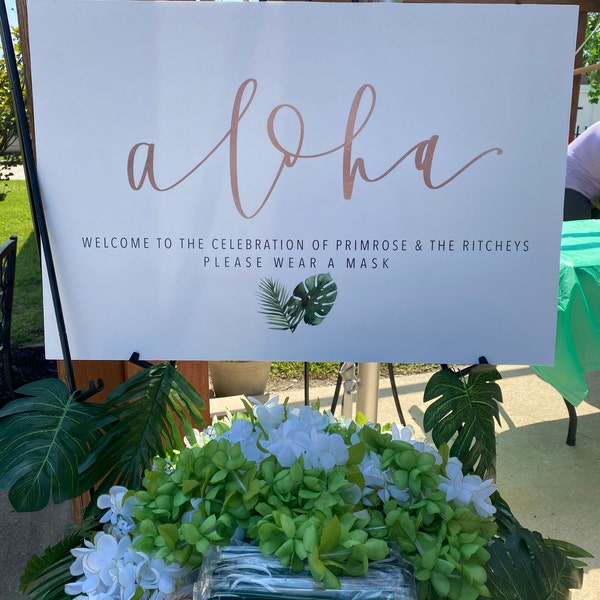 TROPICAL | ALOHA WELCOME Party Sign| Tropical Shower | Hawaiian Party ...