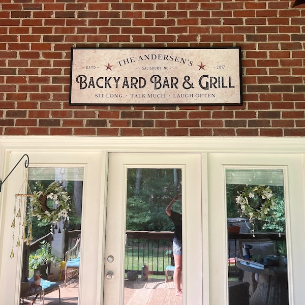 Backyard Bar and Grill Sign for Patio Bar Sign for Back Deck Patio Bar ...