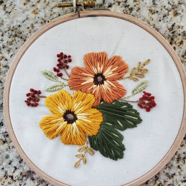Yellow Flower Embroidery Pattern. Beginner Embroidery Pattern. PDF ...