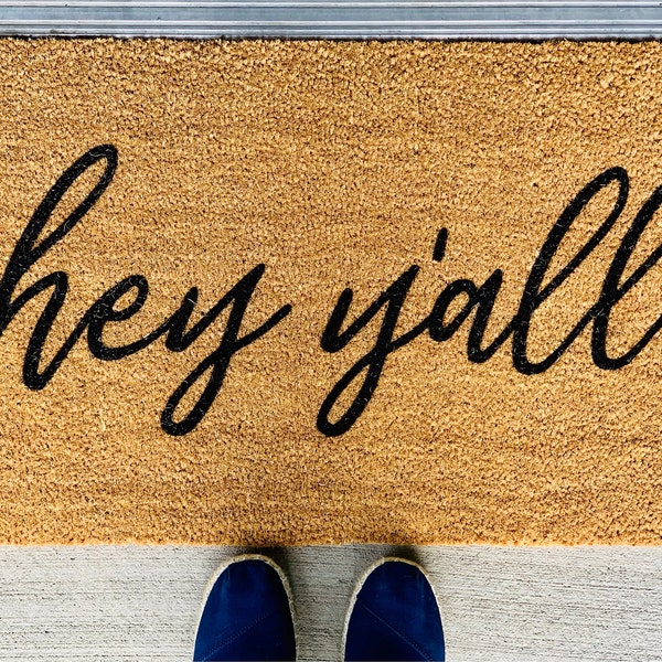 Hey Yall Door Mat, Funny Welcome Mat, Housewarming Gift, Porch Decor ...