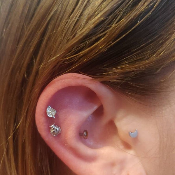 Dainty Beetle Threadless Flat Back Earring, 20,18,16ga, 5-10mm, Unisex ...