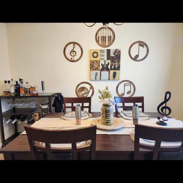 Musical Set of 5 Wood Wall Art, Musician Room, Note Wall Art, Gift for ...