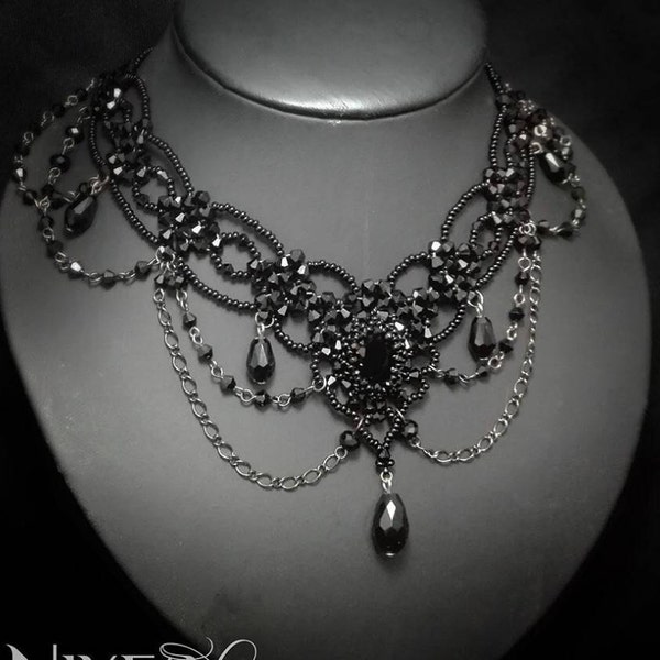 Victorian Necklace/goth Beaded Necklace/handmade Gothic Necklace/choker ...
